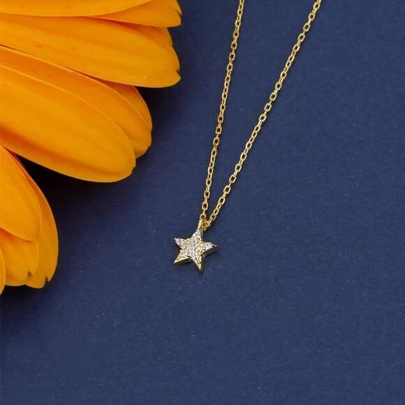 Jewelry | Star Pave Necklace 14k Gold Plated Star Necklace Diamond Cz ...